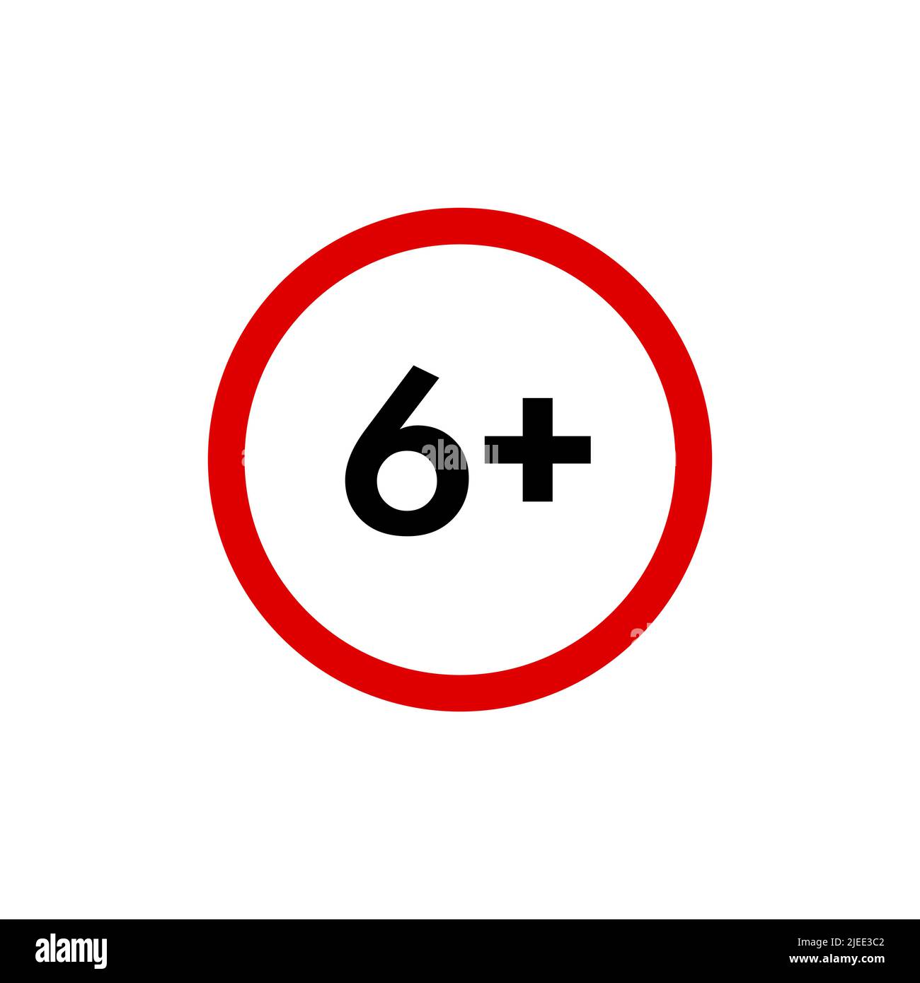 Six plus icon, under 6 years old prohibition sign, age restriction ...