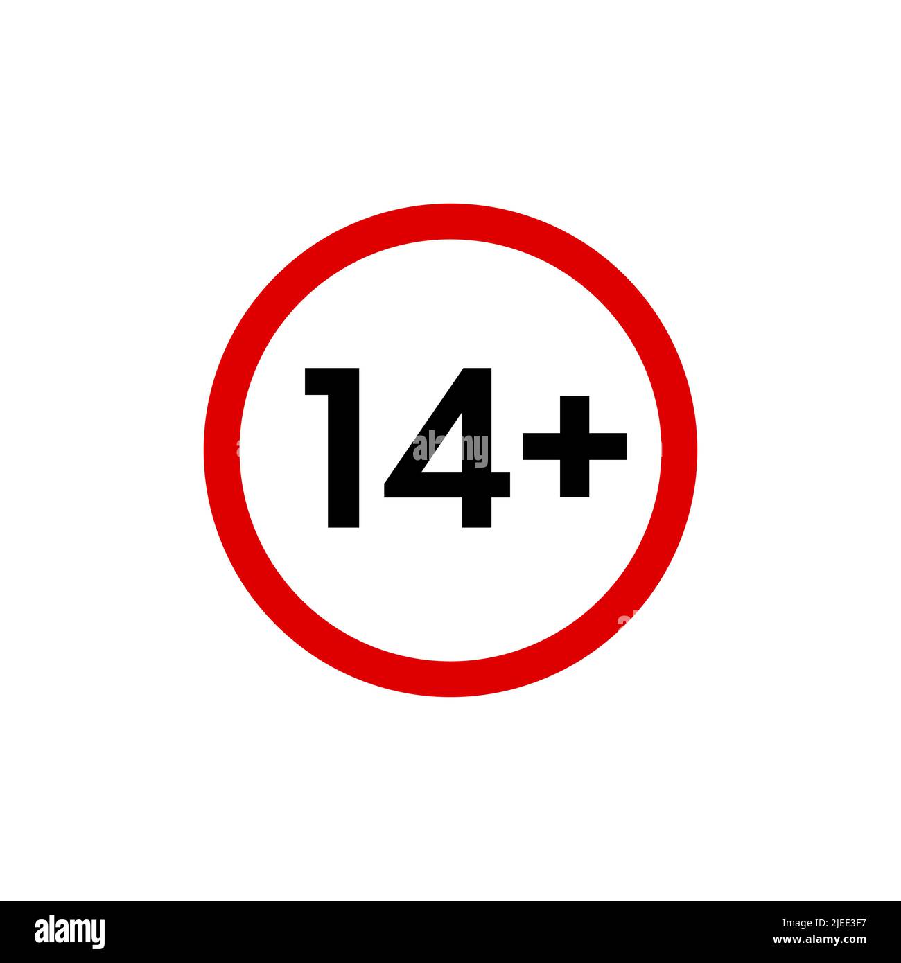 Fourteen plus icon, under 14 years old prohibition sign, age ...