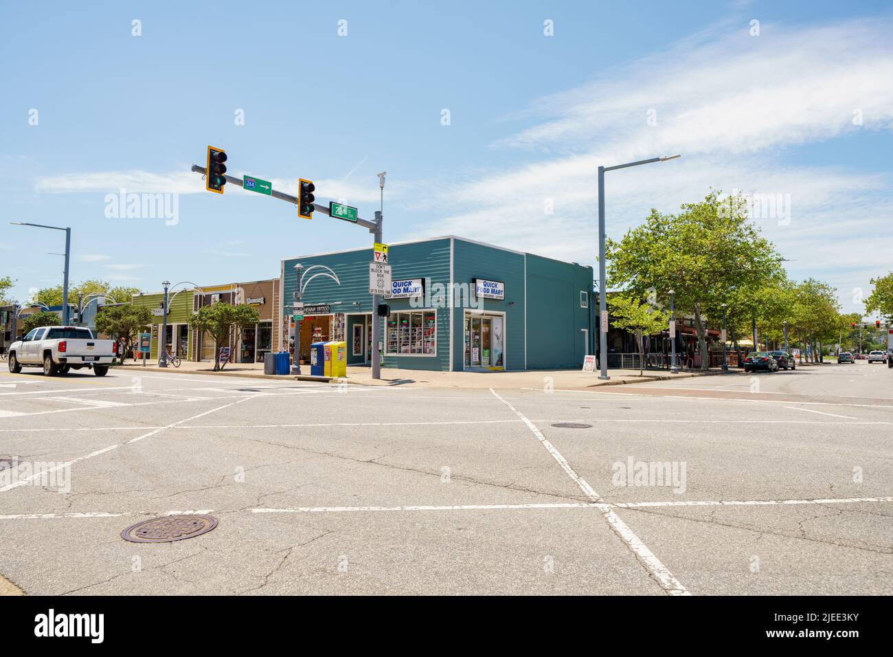 Shops and businesses on Atlantic Avenue Virginia Beach VA Stock Photo ...