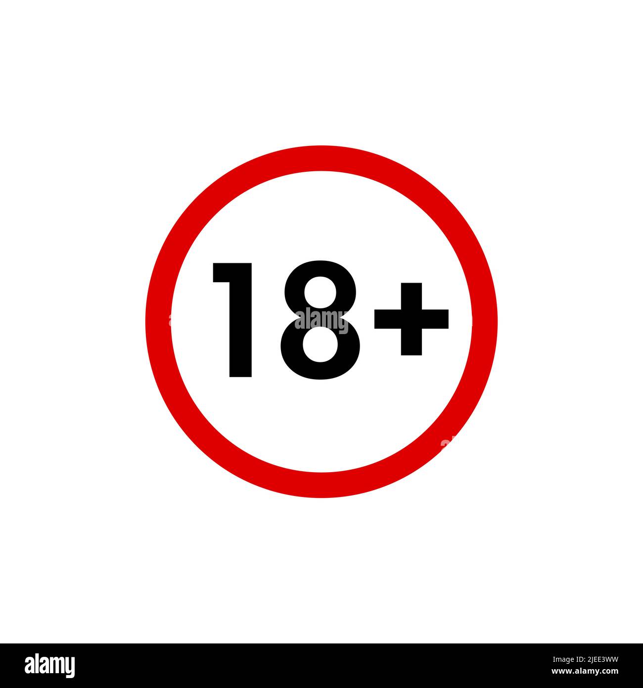 18 plus icon, under eighteen years old prohibition sign, age restriction symbol isolated on ...