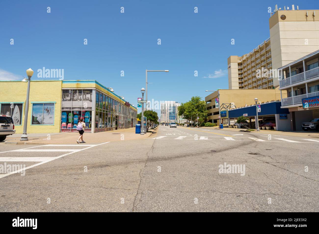 Shops and businesses on Atlantic Avenue Virginia Beach VA Stock Photo ...
