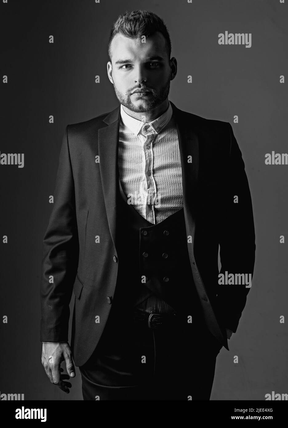 Serious rich man in Black and White Stock Photos & Images - Alamy
