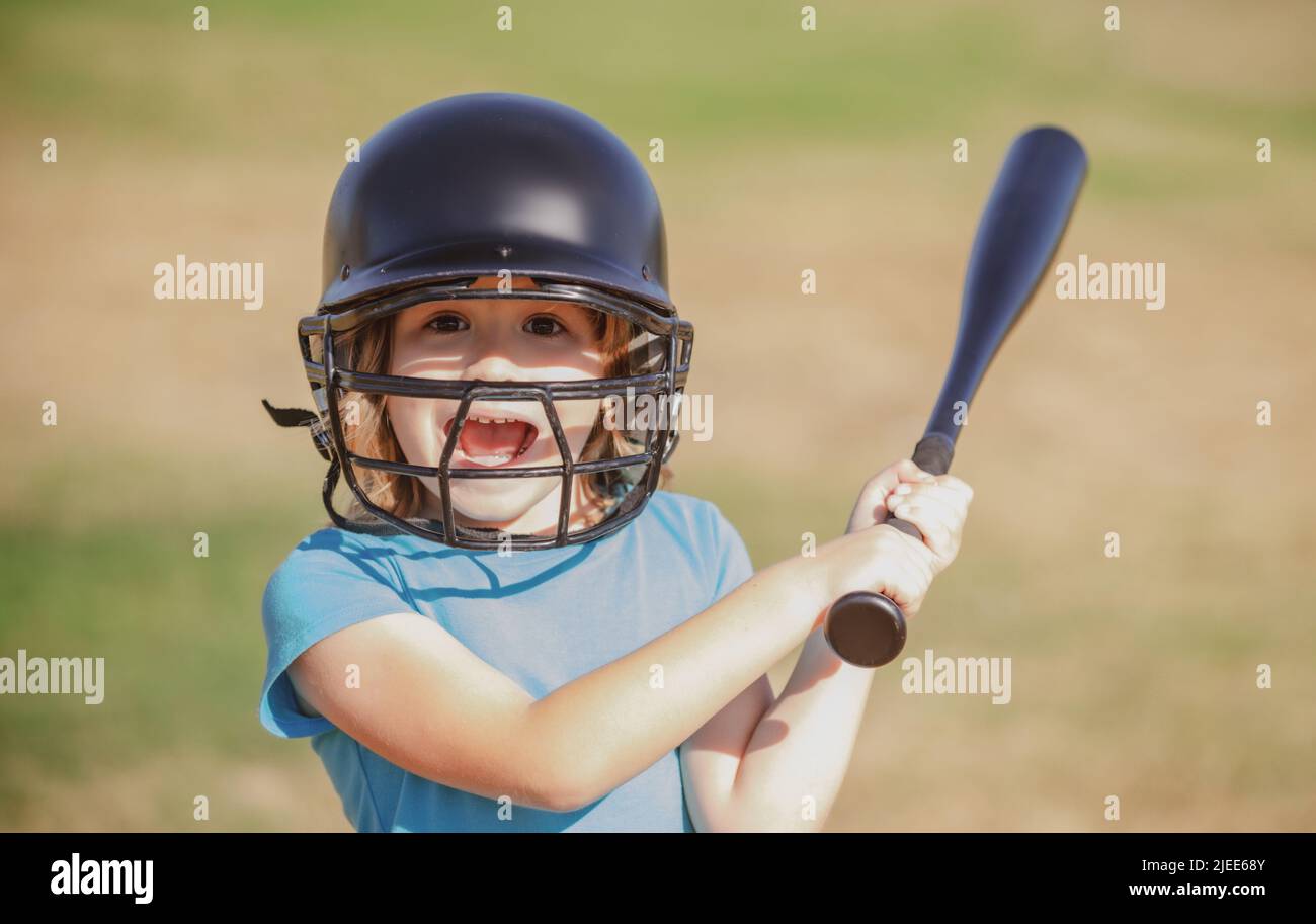 Little boy posing with a baseball bat. Portrait of kid playing baseball ...