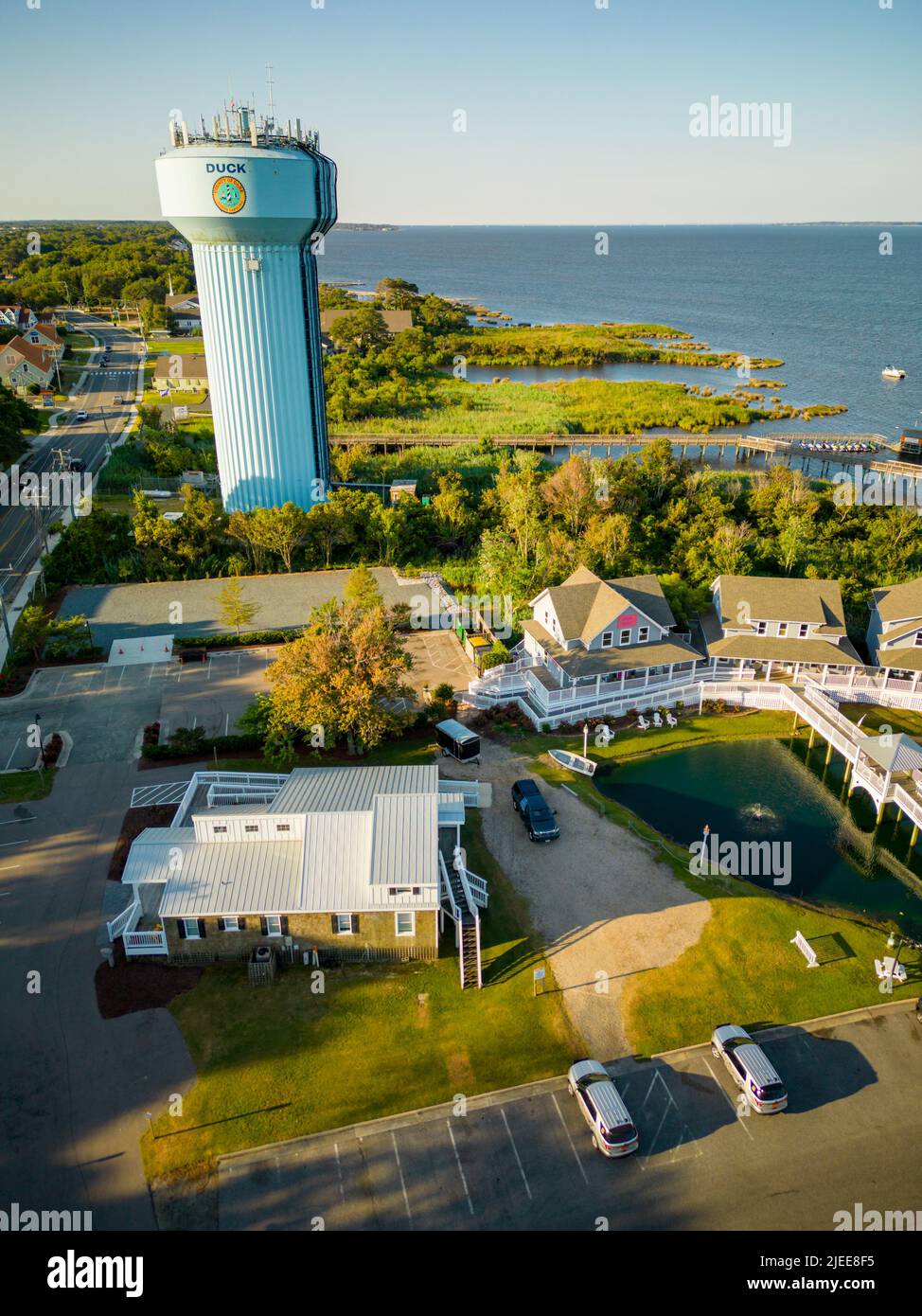 Aerial drone photo of Duck North Carolina a coastal beach town Stock ...