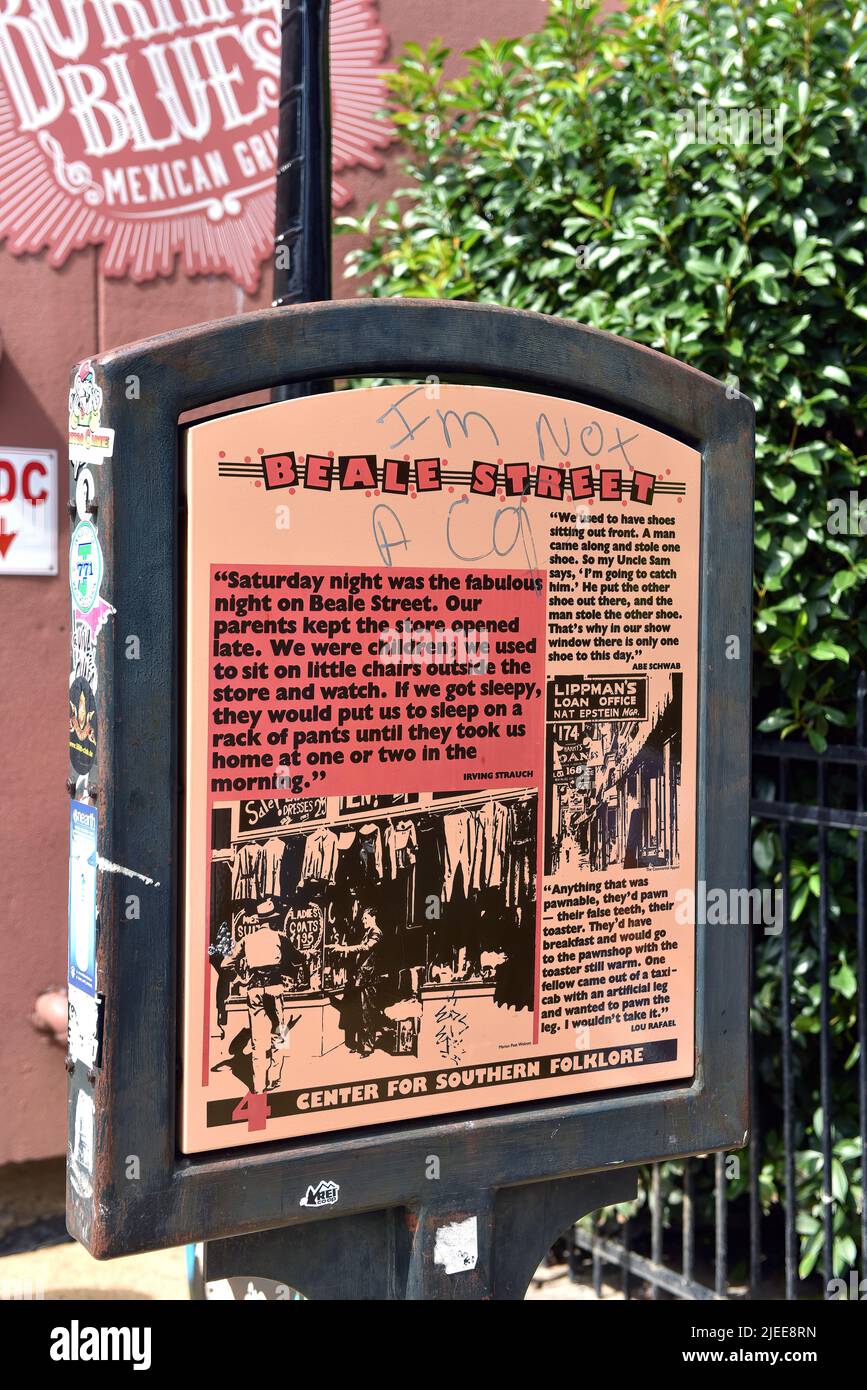Memphis, TN, USA - September 24, 2019: Sign on Beale Street with ...