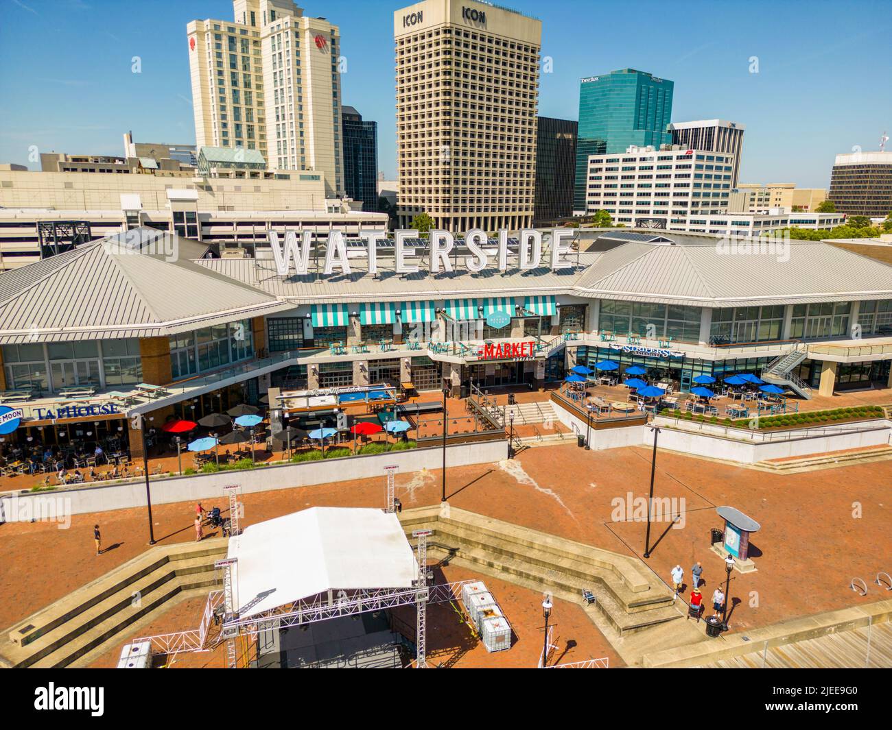 Aerial drone photo of Waterside District Norfolk VA USA Stock Photo - Alamy
