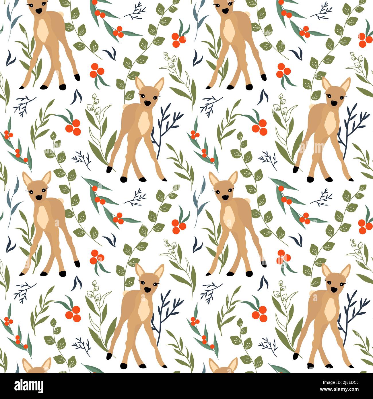 Pattern with deer and leaves. Vector drawing Stock Vector Image & Art ...