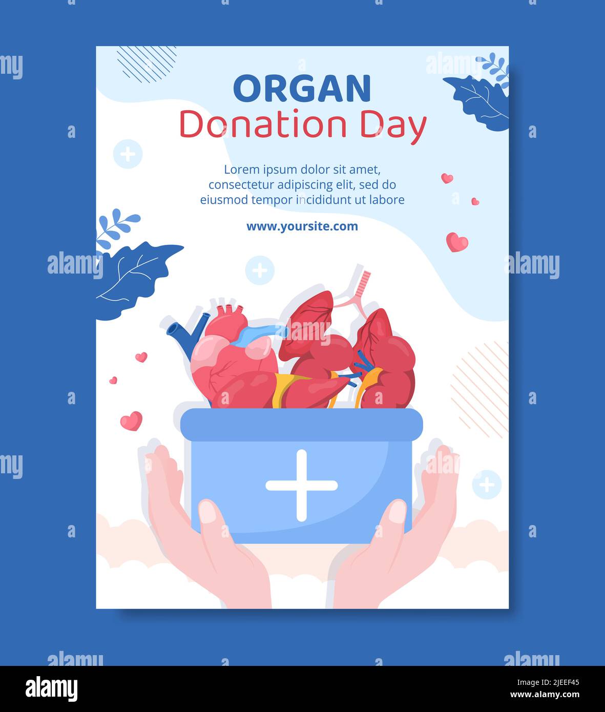 Organ Donation Day Social Media Poster Template Flat Cartoon Background ...