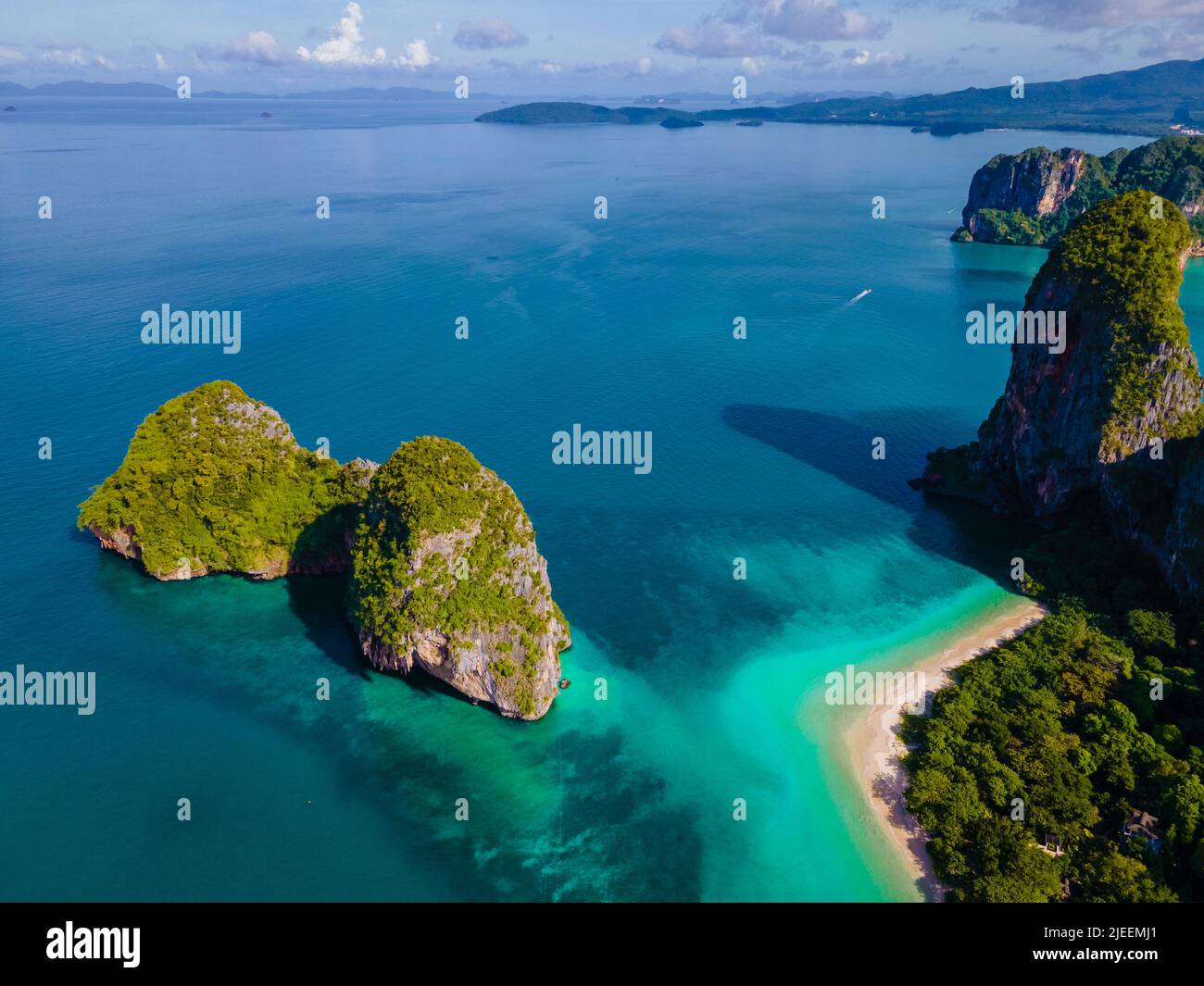 Aerial drone view of Railay beach Krabi Thailand. Railay beach with ...