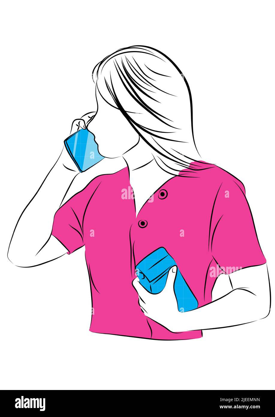 Character woman talk smartphone Stock Vector Images - Alamy