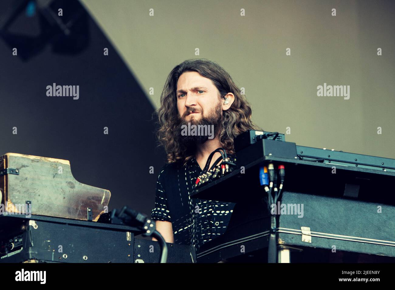 Robbie Bennett of The War On Drugs perform on stage at All Points East at Victoria Park in ...
