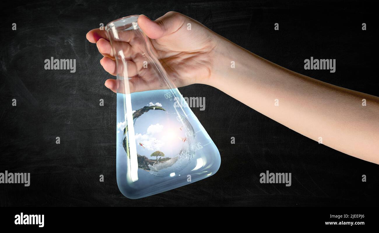 Nature inside a glass bottle Stock Photo - Alamy