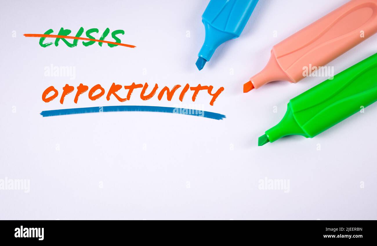 Opportunity. Text and colored markers on a white background Stock Photo ...