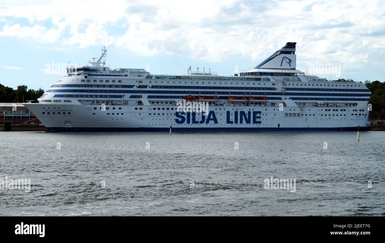 Passenger ferry ship SILJA SYMPHONY of SILJA LINE moored at the ferry ...