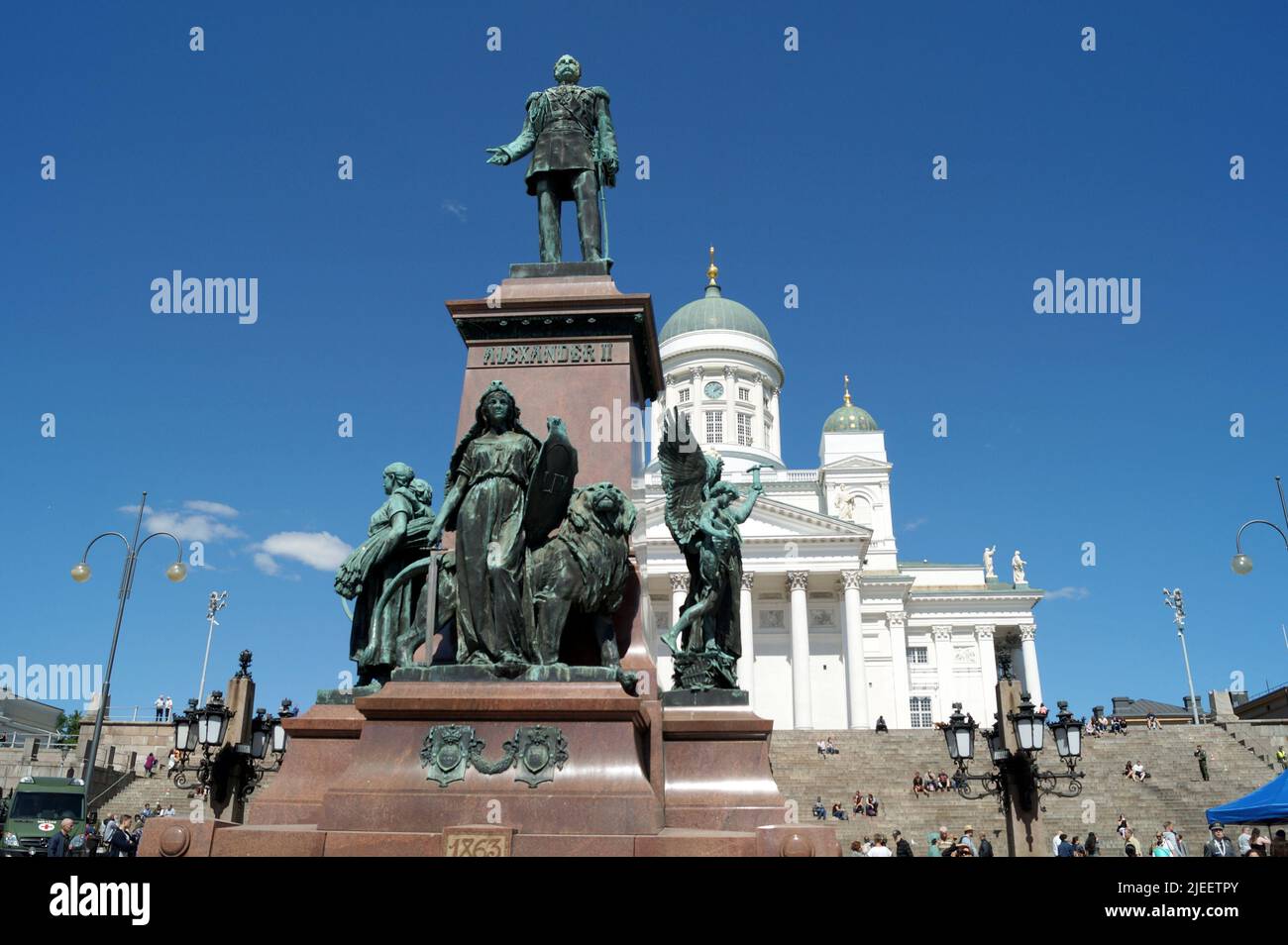 Statue of Alexander II in the Senate Square, in front of the Helsinki ...