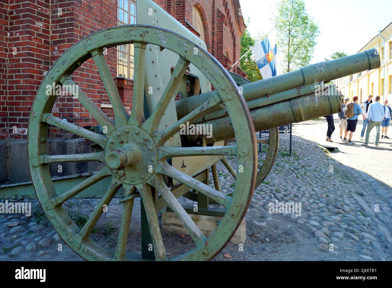 Historic artillery pieces on display, on the grounds of Suomenlinna ...