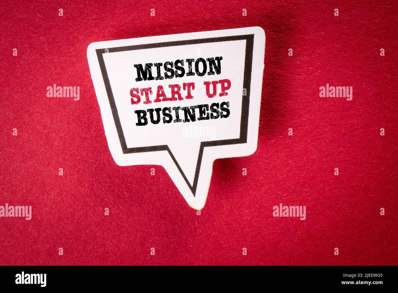 Mission Start Up Business. Speech bubble on a red background Stock ...