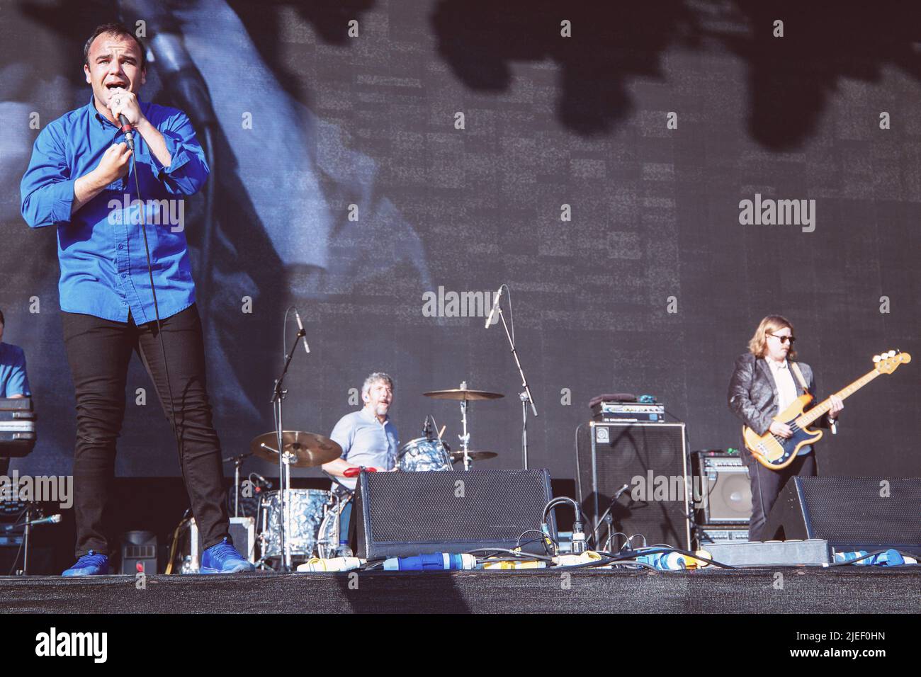 Samuel T. Herring of Future Islands performs on stage at All Points East at Victoria Park in ...