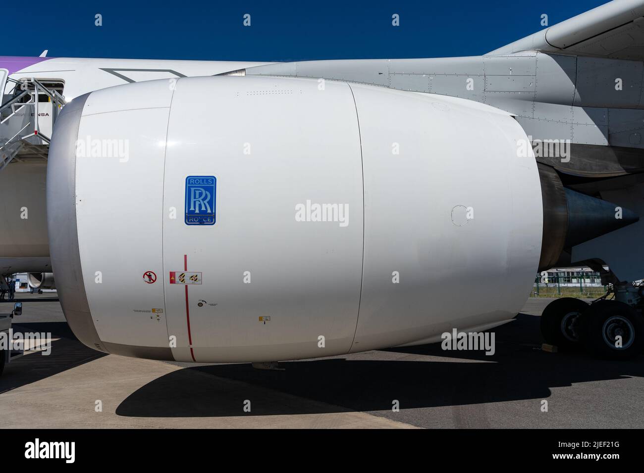 BERLIN, GERMANY - JUNE 23, 2022: The engine of Rolls-Royce Trent XWB by ...