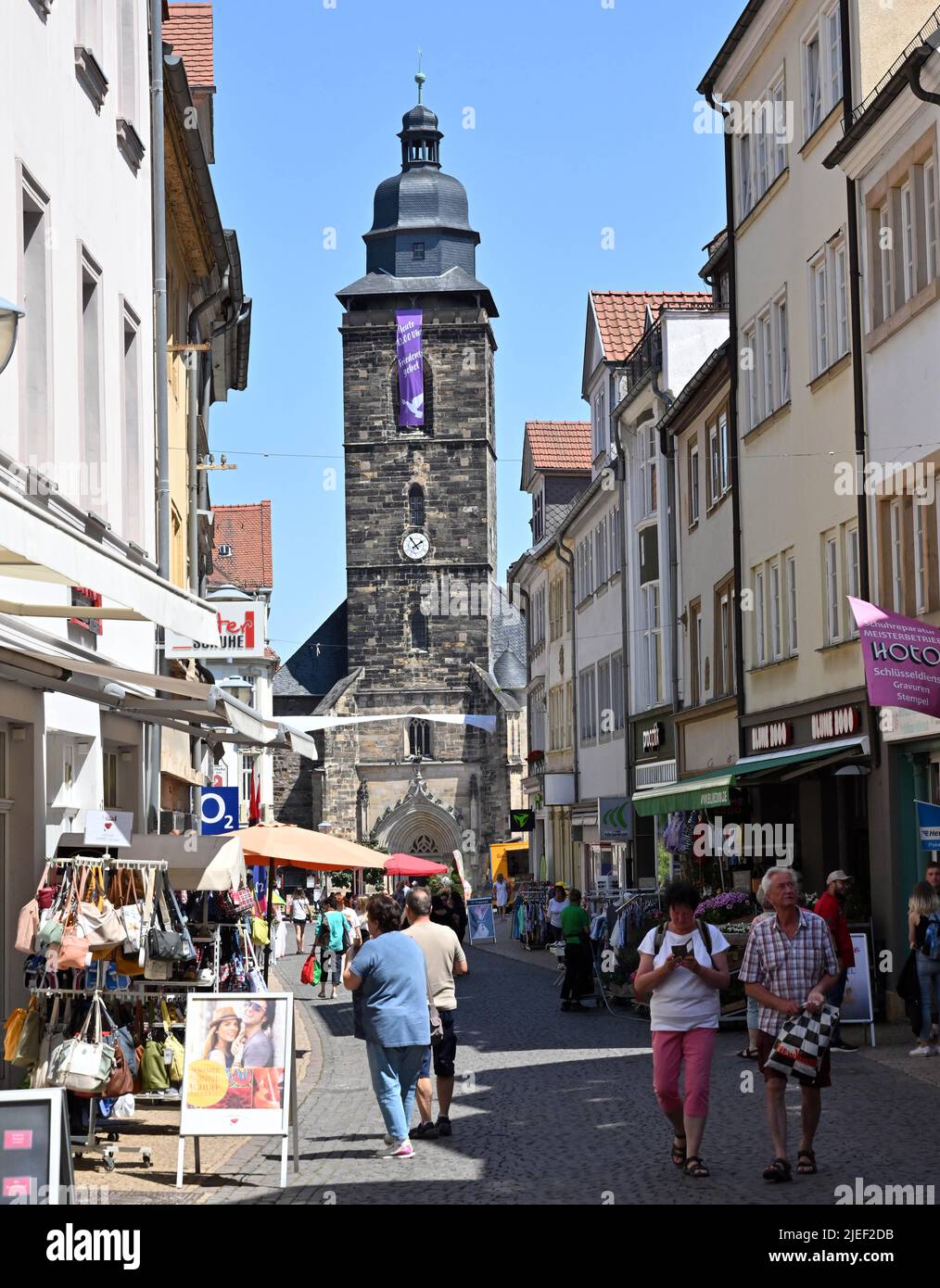 Gotha, Germany. 23rd June, 2022. The market street leads to the ...