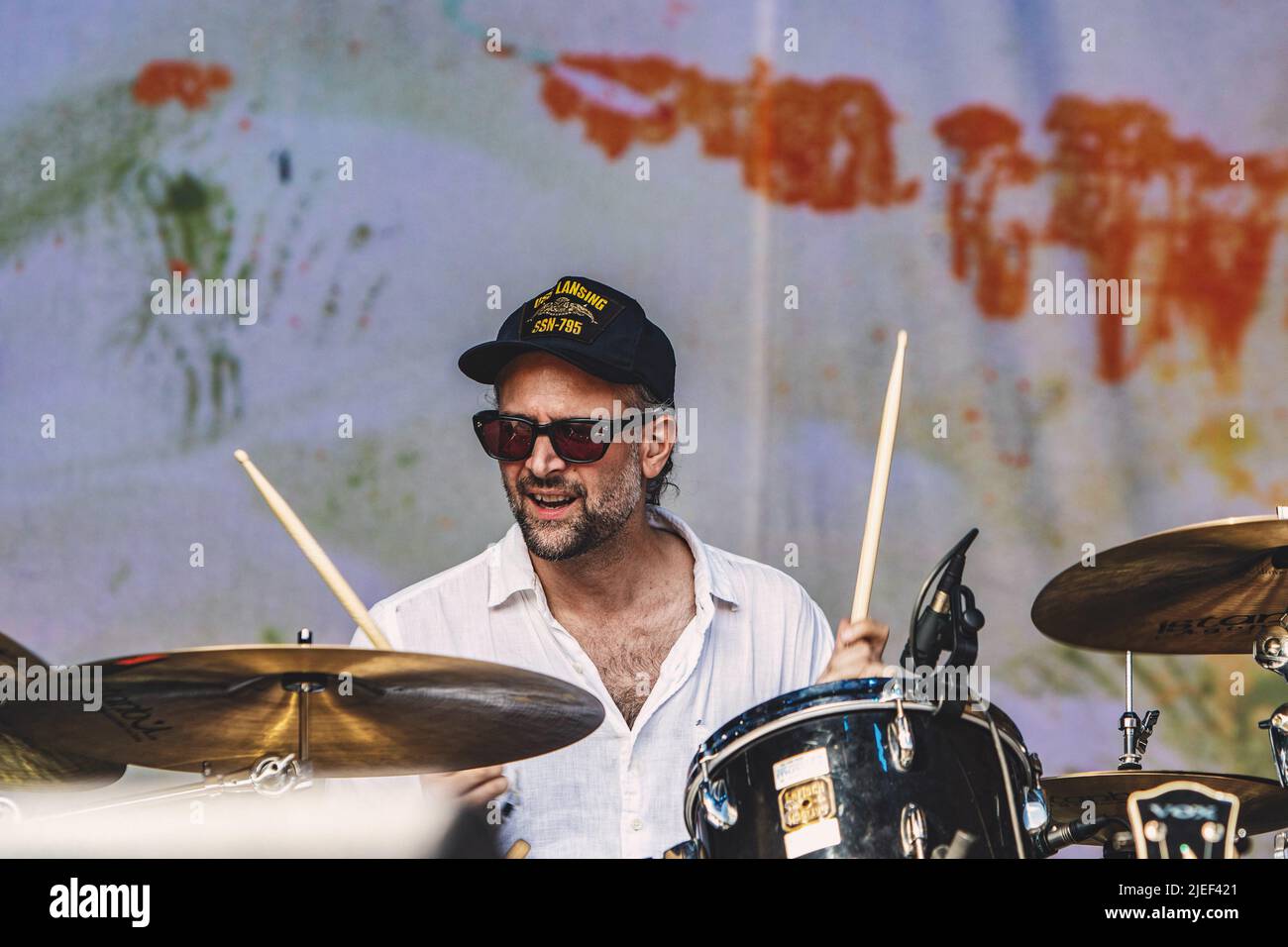 Justin Peroff of Broken Social Scene performs on stage at All Points ...