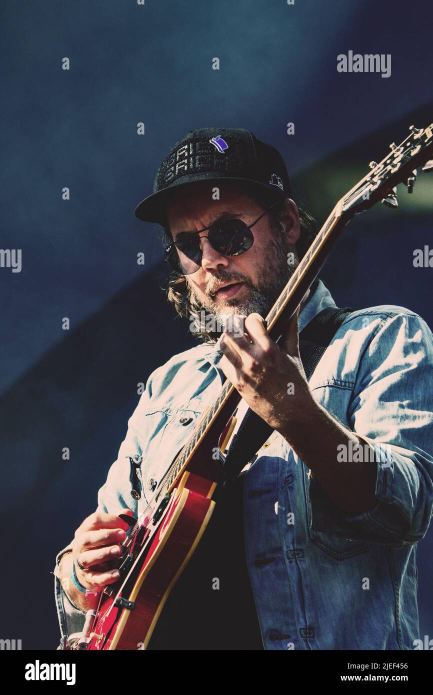 Kevin Drew of Broken Social Scene performs on stage at All Points East ...