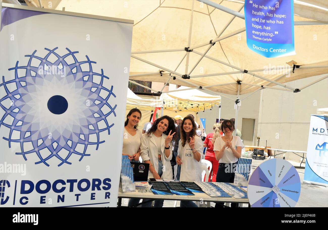 Beirut, Lebanon. 26th June, 2022. A health consultation booth is seen ...