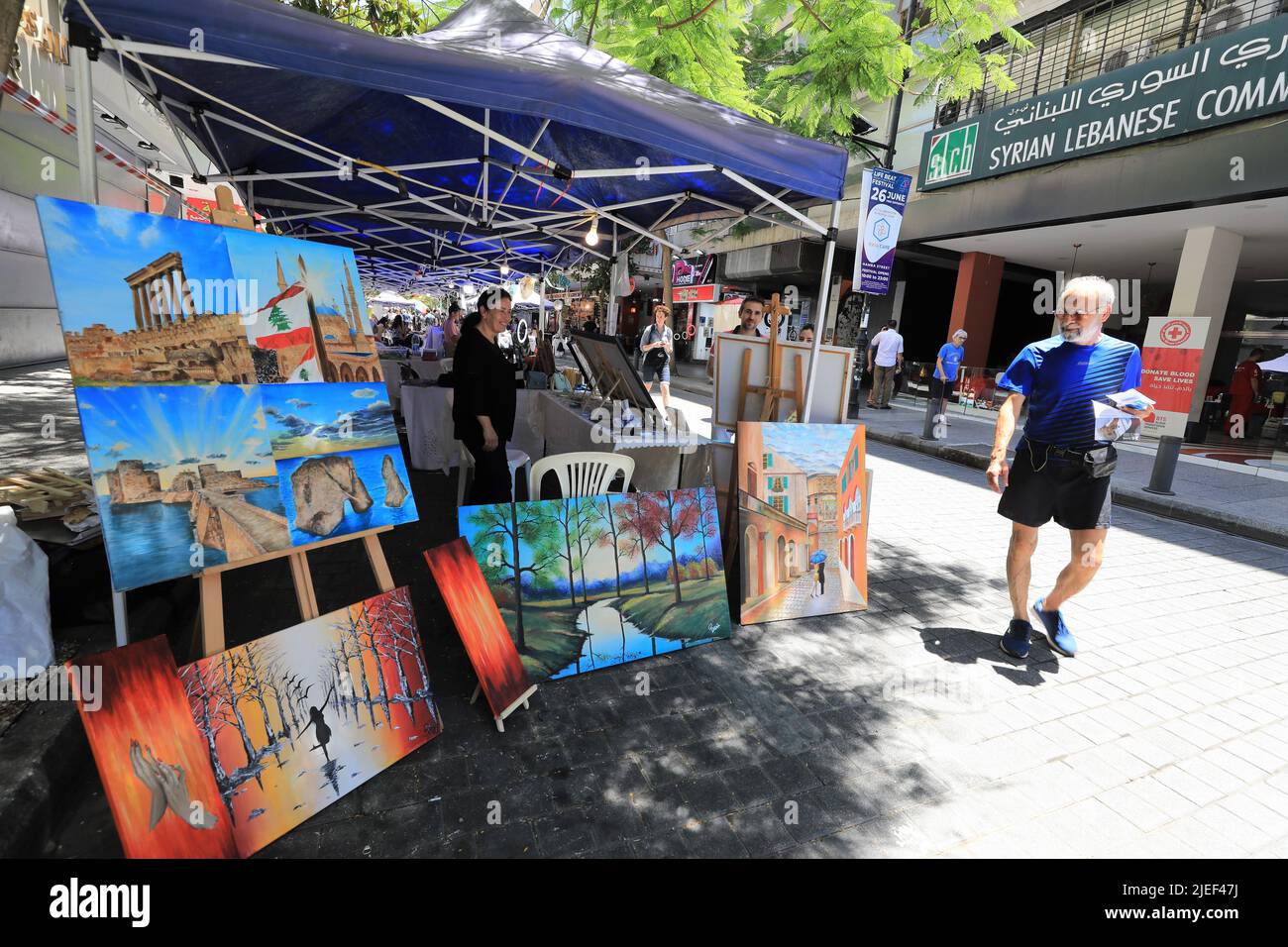 Beirut, Lebanon. 26th June, 2022. A painting booth is seen at the Life ...