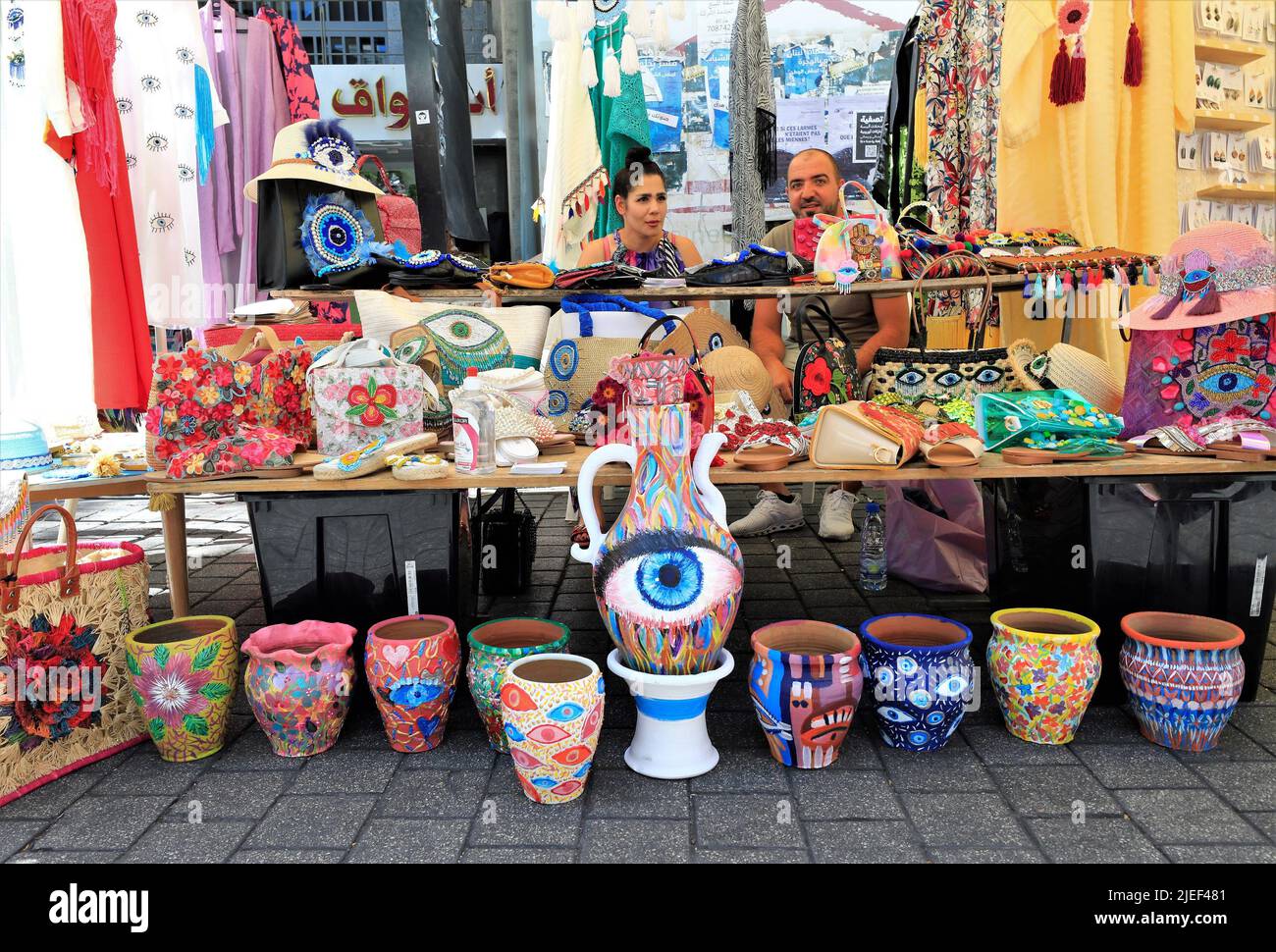 Beirut, Lebanon. 26th June, 2022. A handicraft booth is seen at the ...