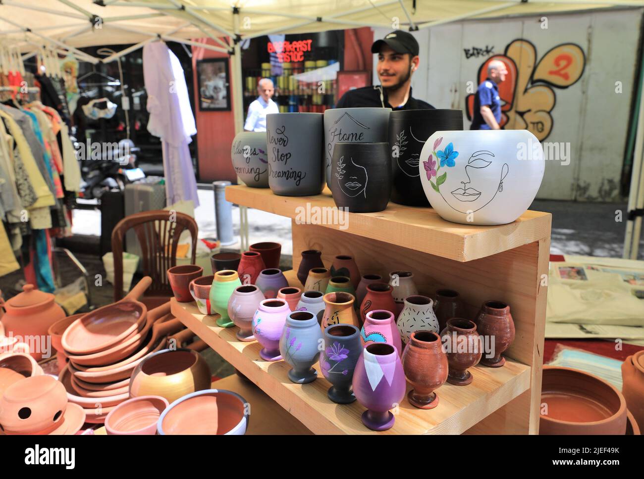 Beirut, Lebanon. 26th June, 2022. A handicraft booth is seen at the ...