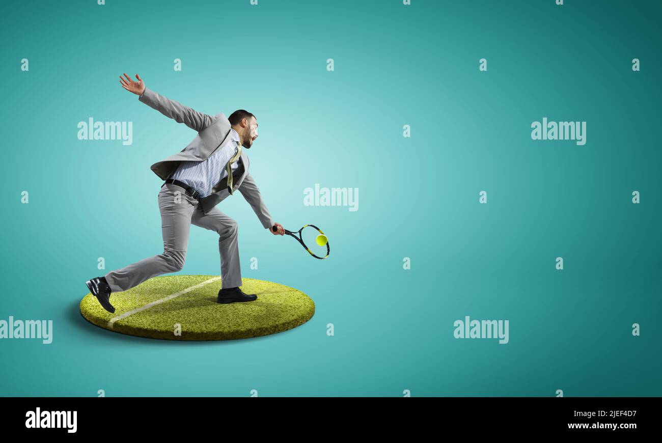 The one caucasian man playing tennis Stock Photo - Alamy