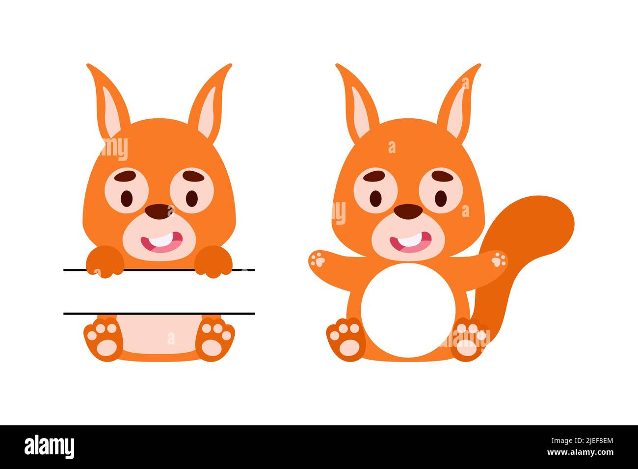 Cute little squirrel split monogram. Funny cartoon character for kids t ...