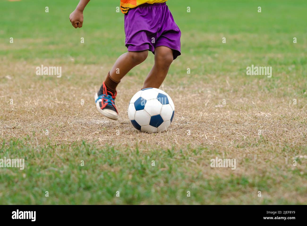 Football soccer children training class. Kindergarten and elementary ...