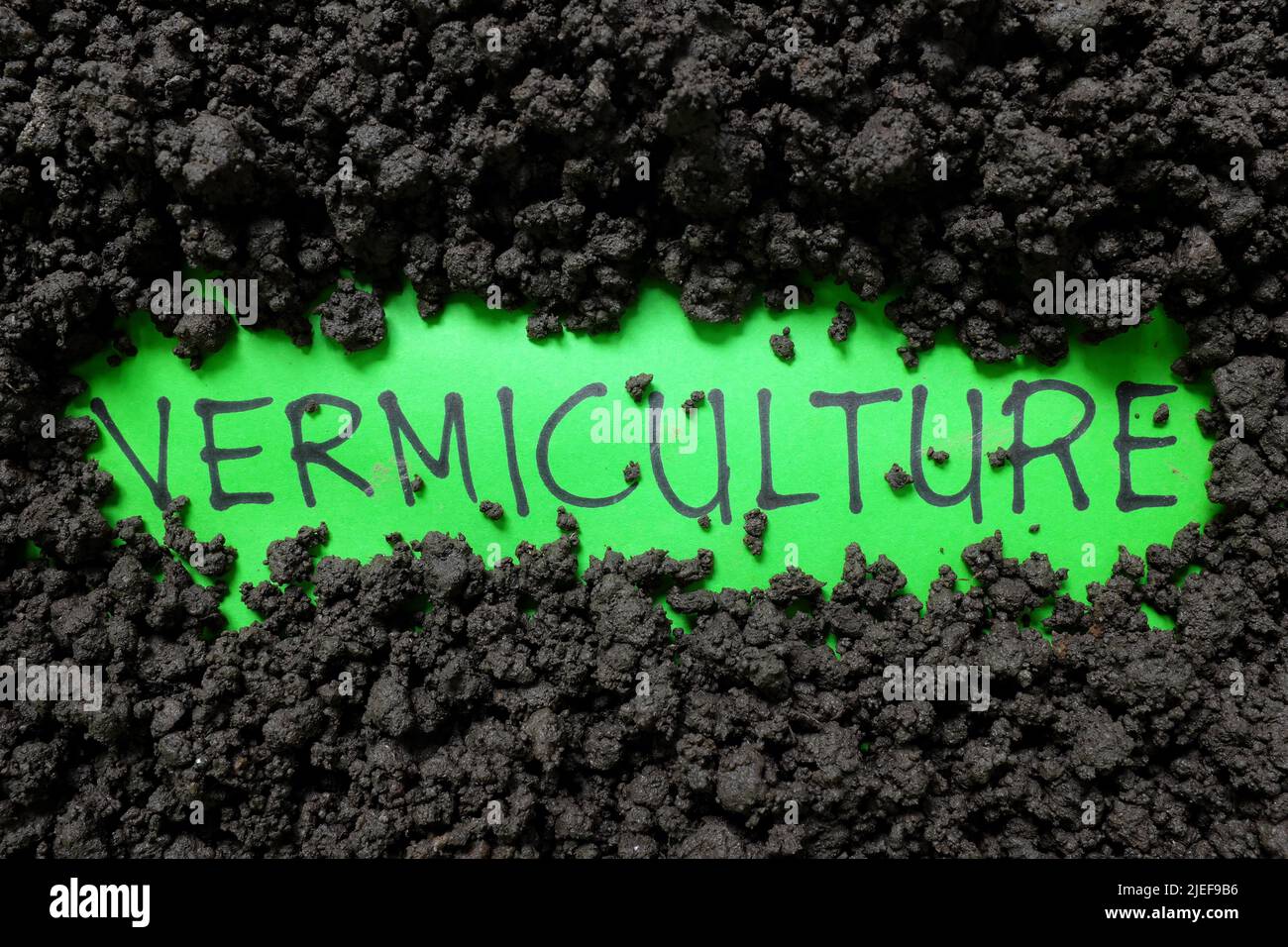 Vermiculture or vermicomposting organic farming concept. Written text ...