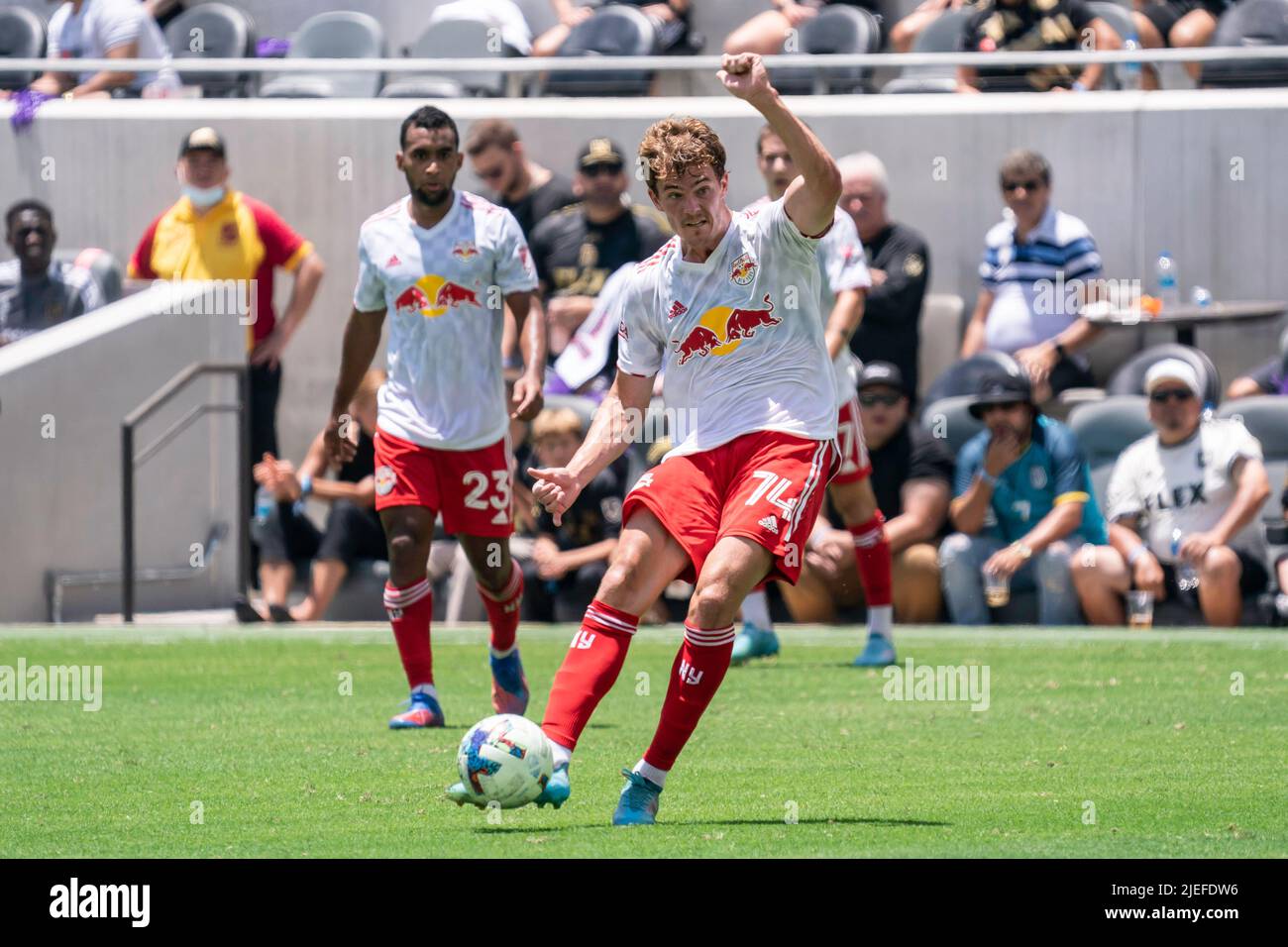 New York Red Bulls forward Tom Barlow (74) sends a pass during a MLS ...