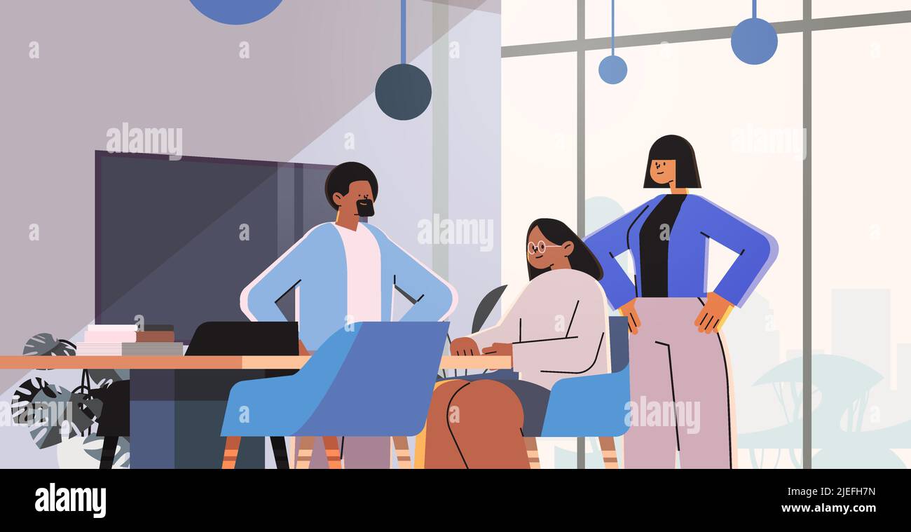 mix race businesspeople team working together in office teamwork ...