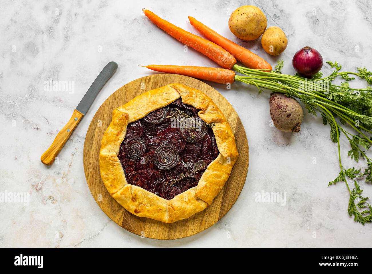 Step by step recipe of savory root vegetable galette. Step 7 Stock ...