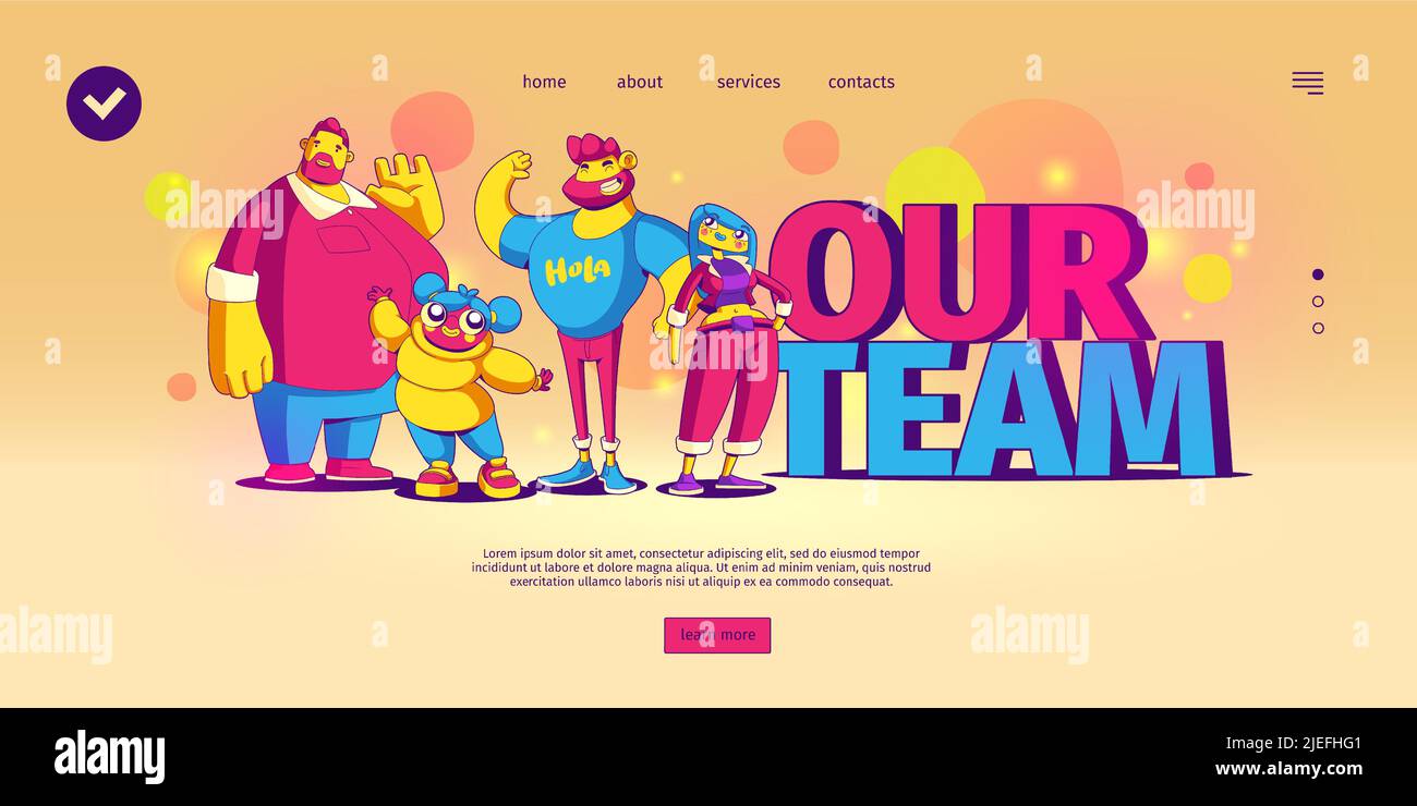 Our team banner with abstract contemporary characters. Vector landing ...