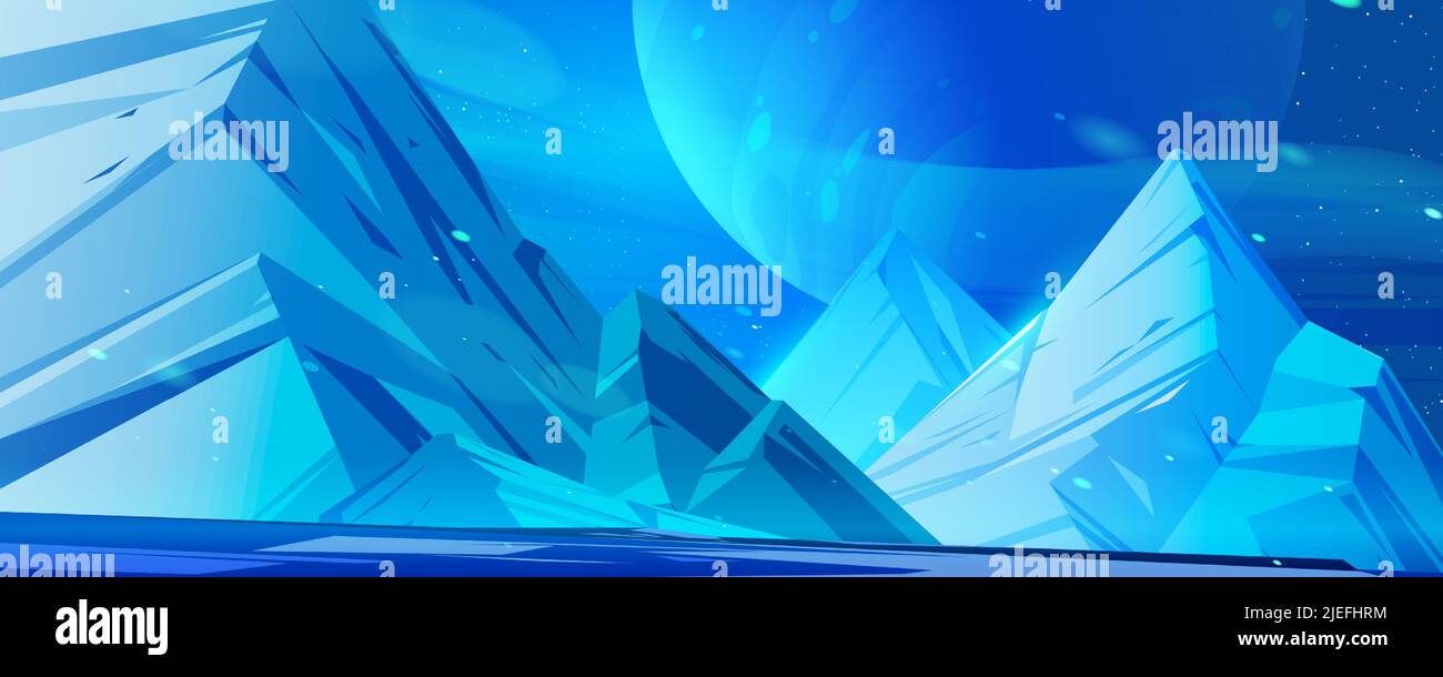 Alien Ice Drawings Frozen Alien Space Planet Cartoon Fantasy Set. Ice