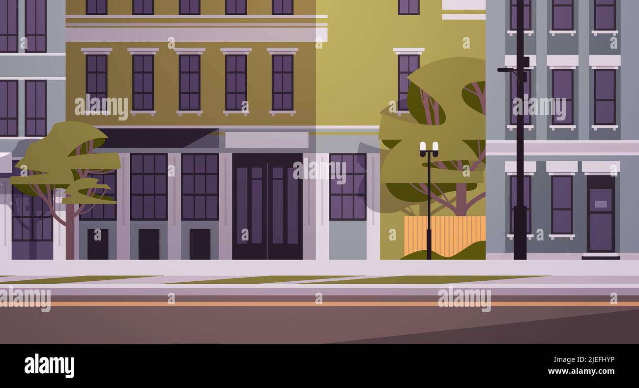 no people urban town street buildings city houses exterior cityscape ...