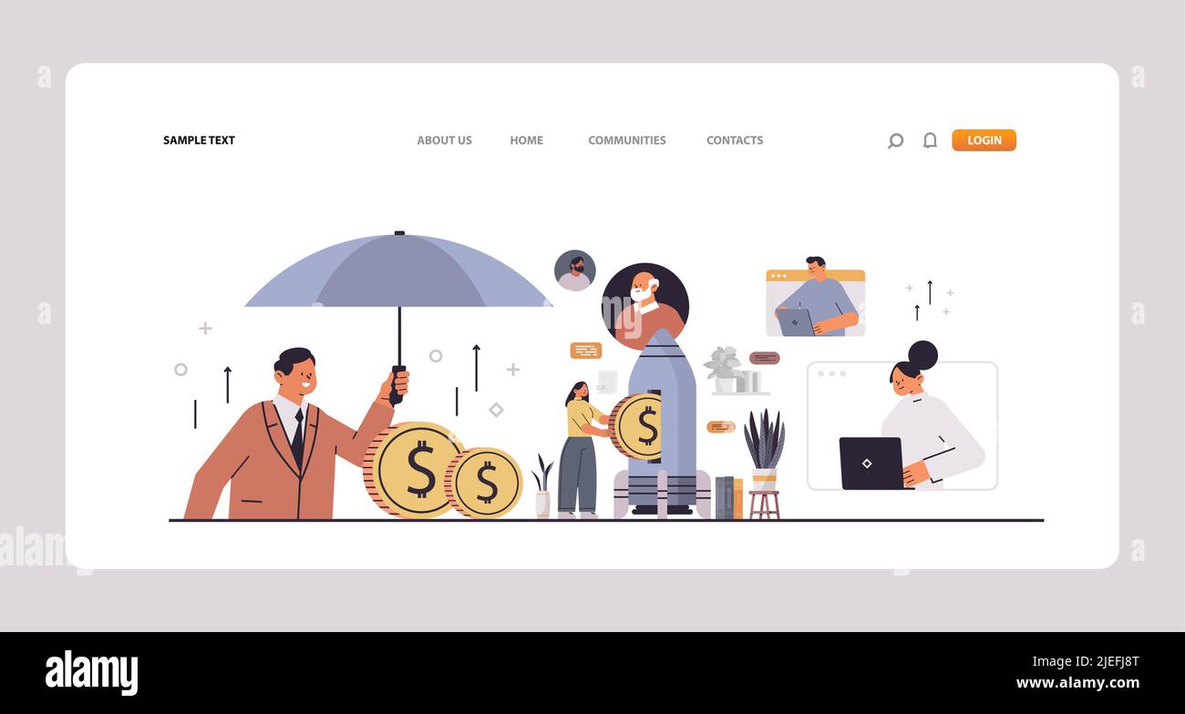 set businesspeople investing dollars cash protection financial savings ...