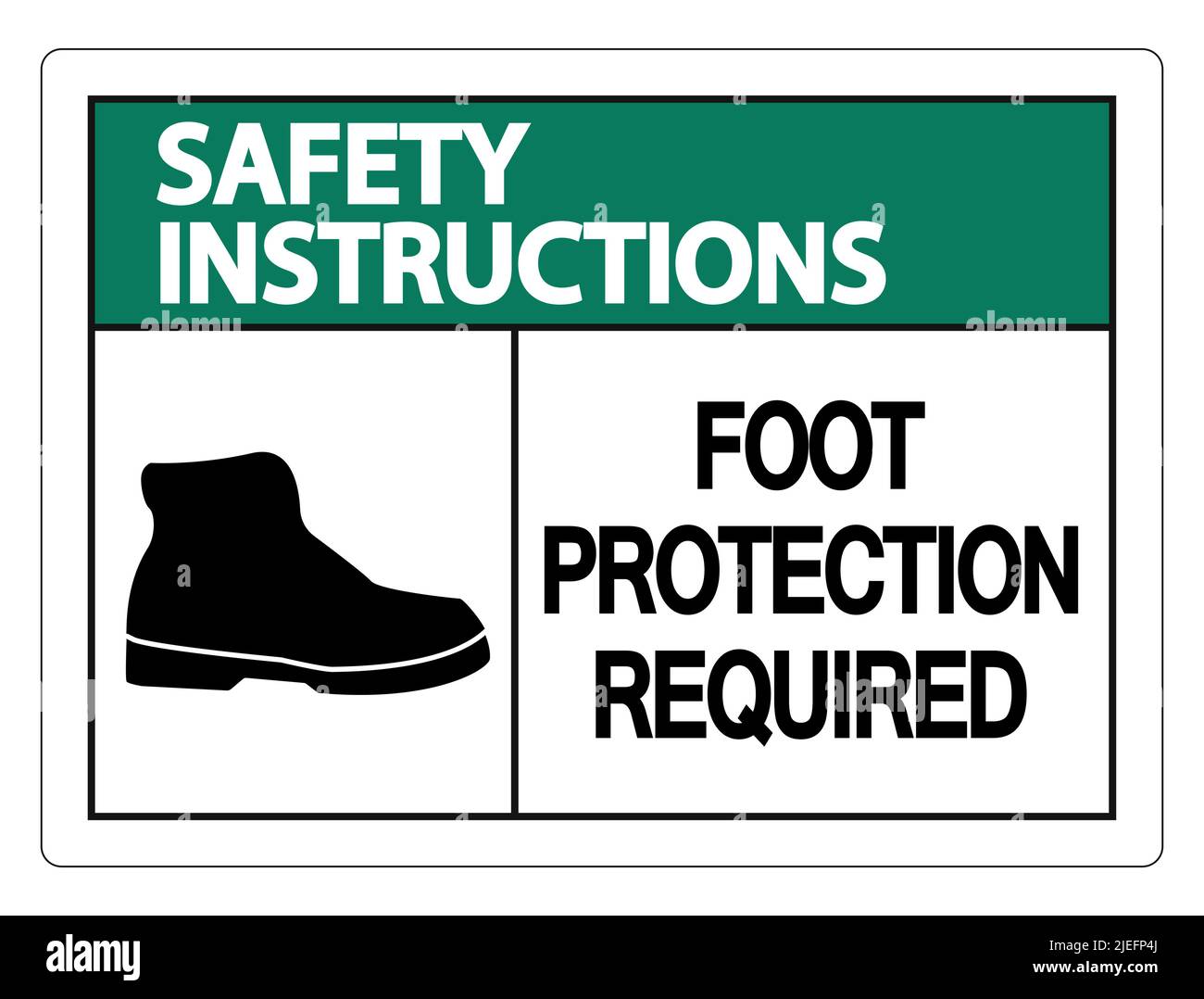 Safety instructions Foot Protection Required Wall Sign on white ...