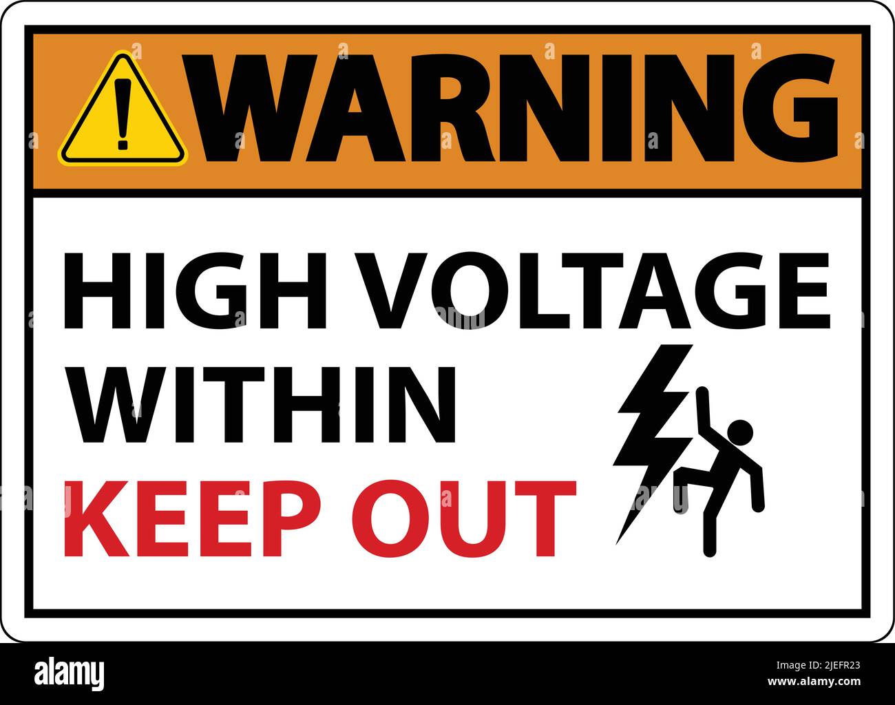 Warning High Voltage Within Keep Out Sign On White Background Stock ...
