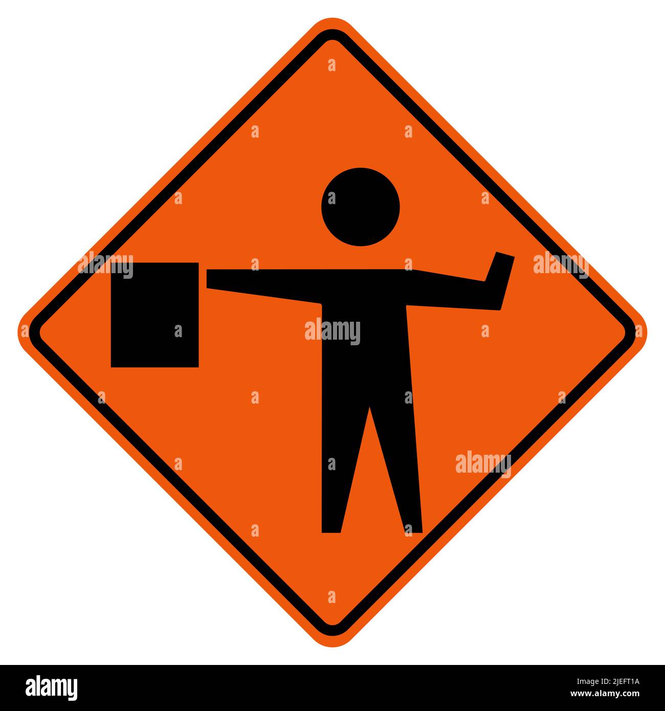 Flaggers In Road Ahead Warning Traffic Symbol Sign Isolate on White ...