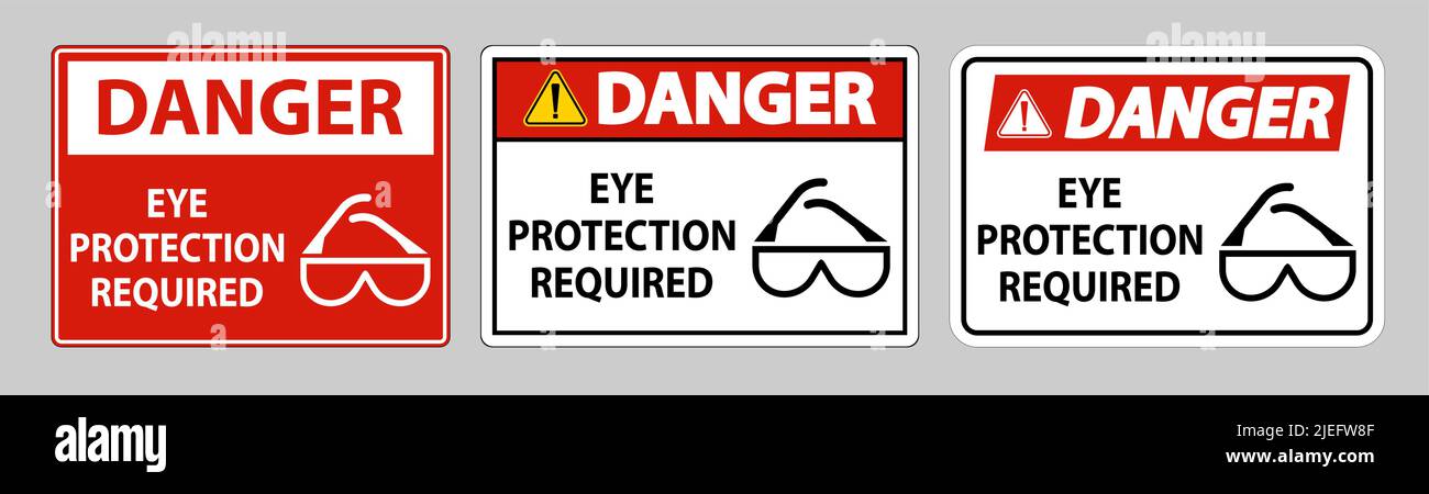 Danger sign Eye Protection Required on white background Stock Vector ...