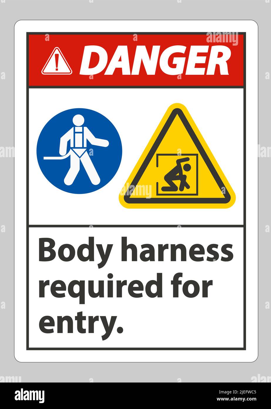 Danger Sign Body Harness Required For Entry Stock Vector Image & Art ...