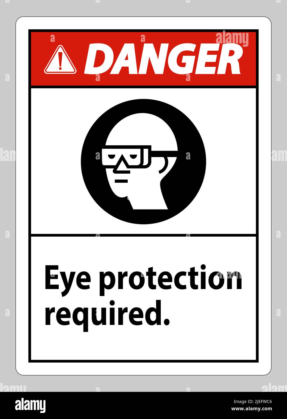 Danger Sign Eye Protection Required on white background Stock Vector ...