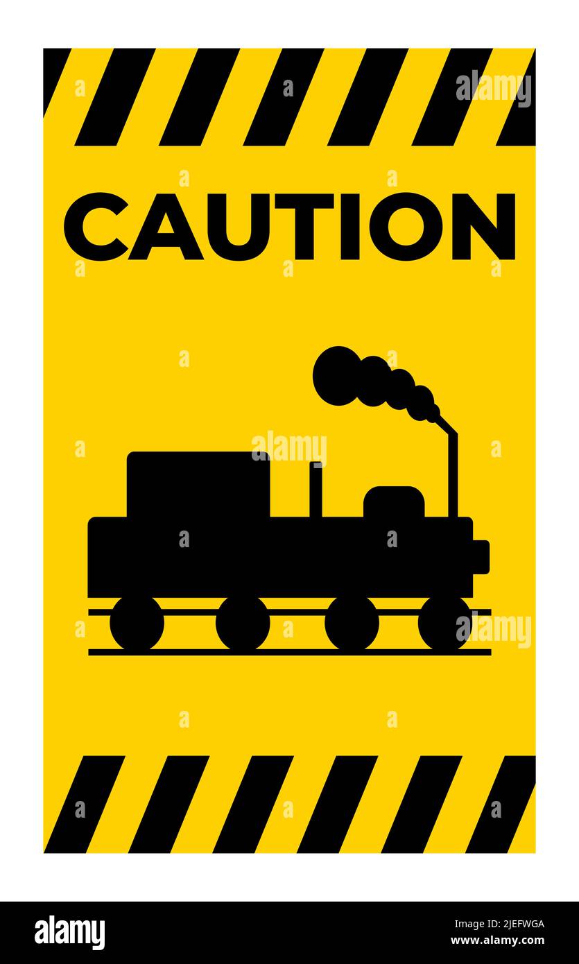 Caution Beware Of Trains Symbol Sign Isolate On White Background Stock ...