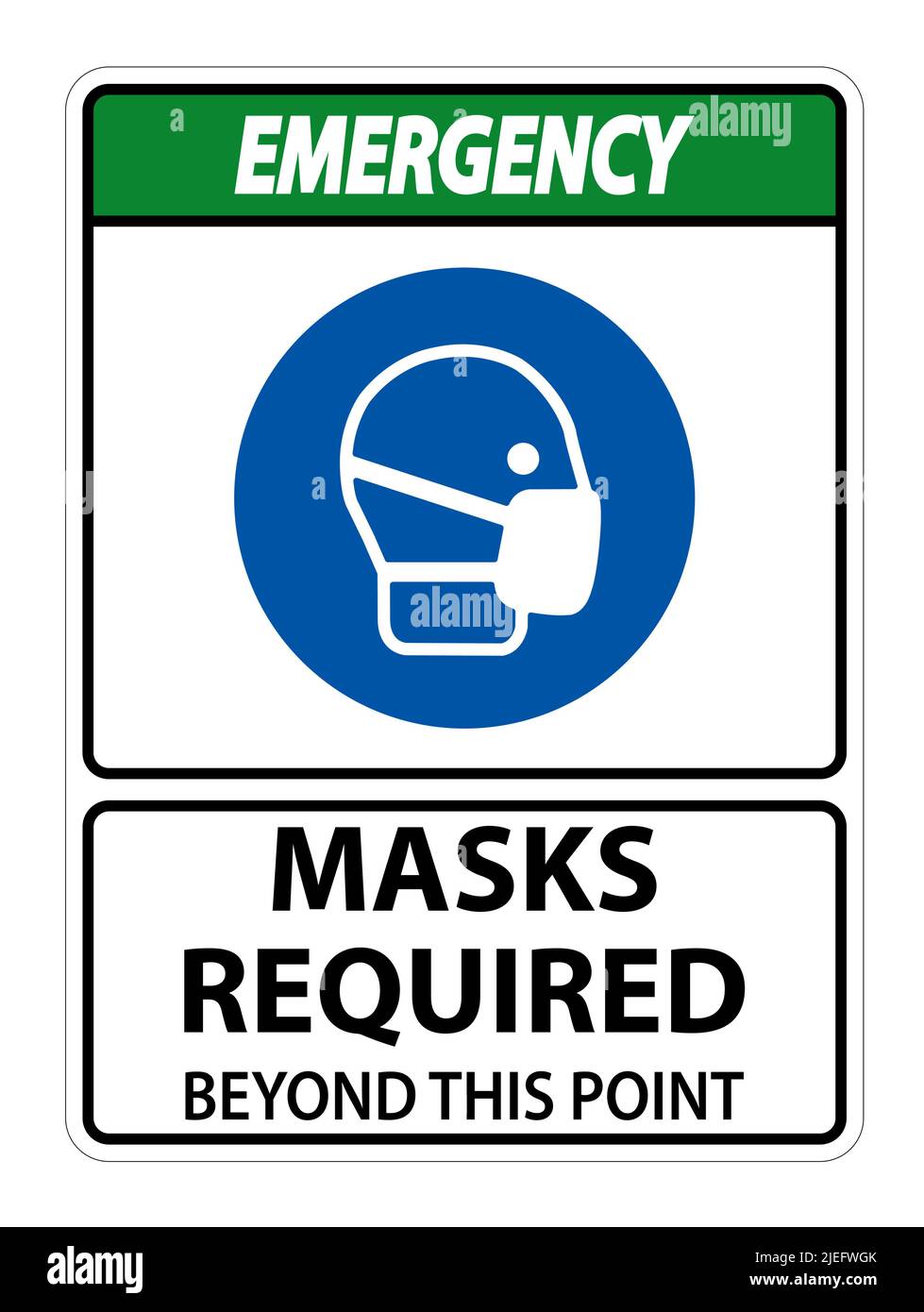 Emergency Masks Required Beyond This Point Sign Isolate On White ...