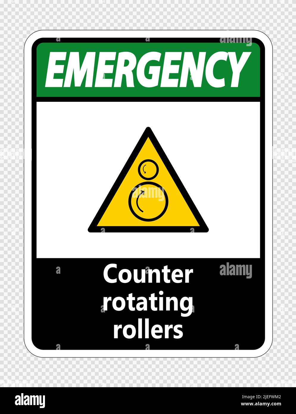 Emergency counter rotating rollers sign on transparent background ...